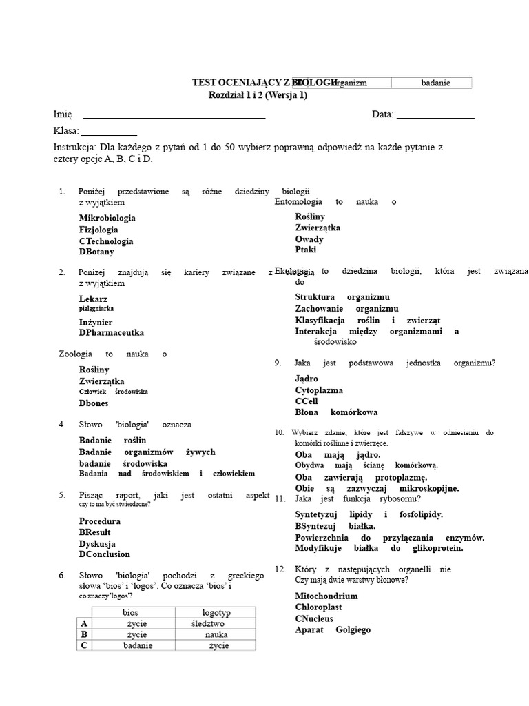 Bio Form 4 Exercise PDF Free | PDF