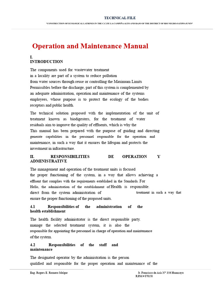 Operation and Maintenance Manual For Biogas Digester | PDF | Anaerobic ...