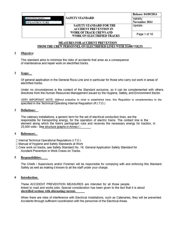 NORM NO. 17 Catenary Safety in Crew Work of VyO On Tracks... | PDF ...