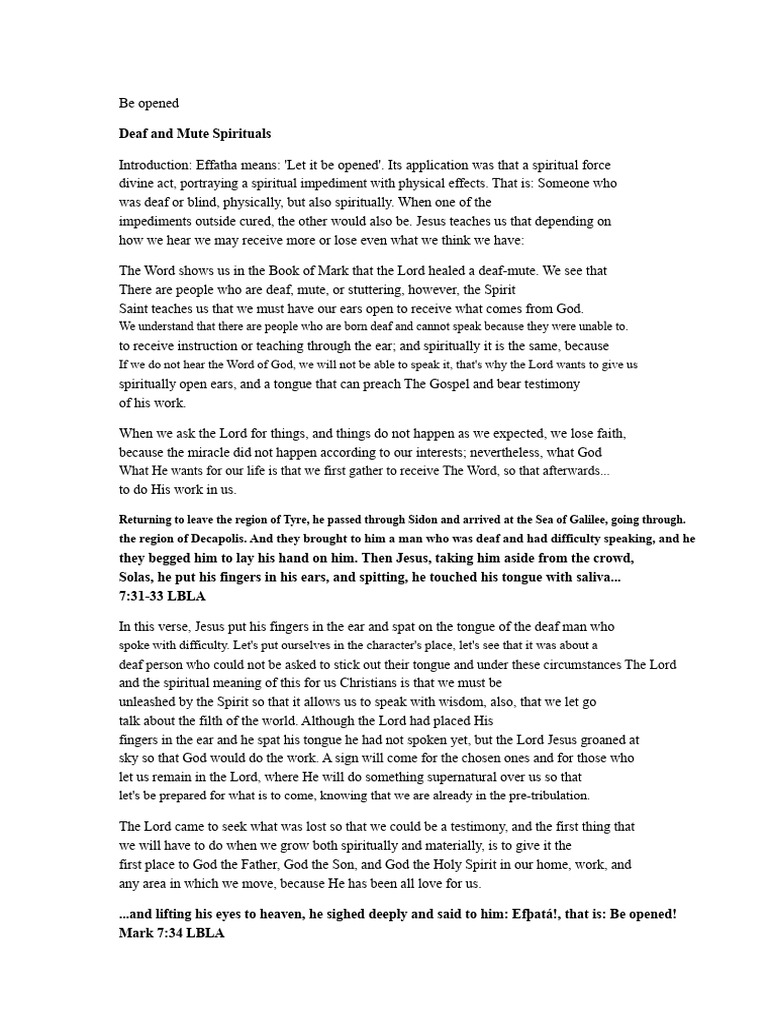 Ephphatha | PDF | Jesus | Gospel Of Mark