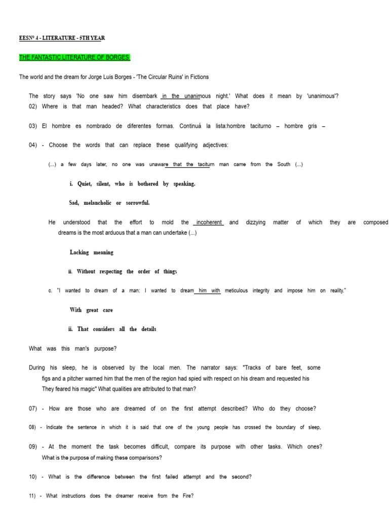 Borges' "The Circular Ruins" Analysis | PDF | Dream