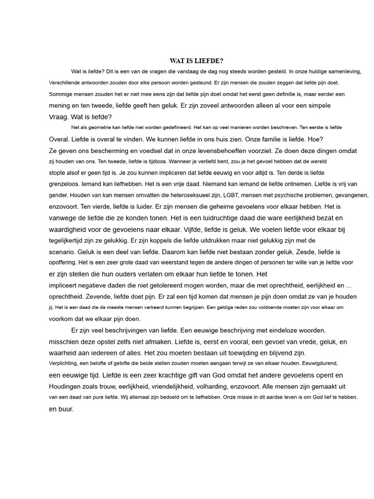 Essay Over Wat Is Liefde | PDF
