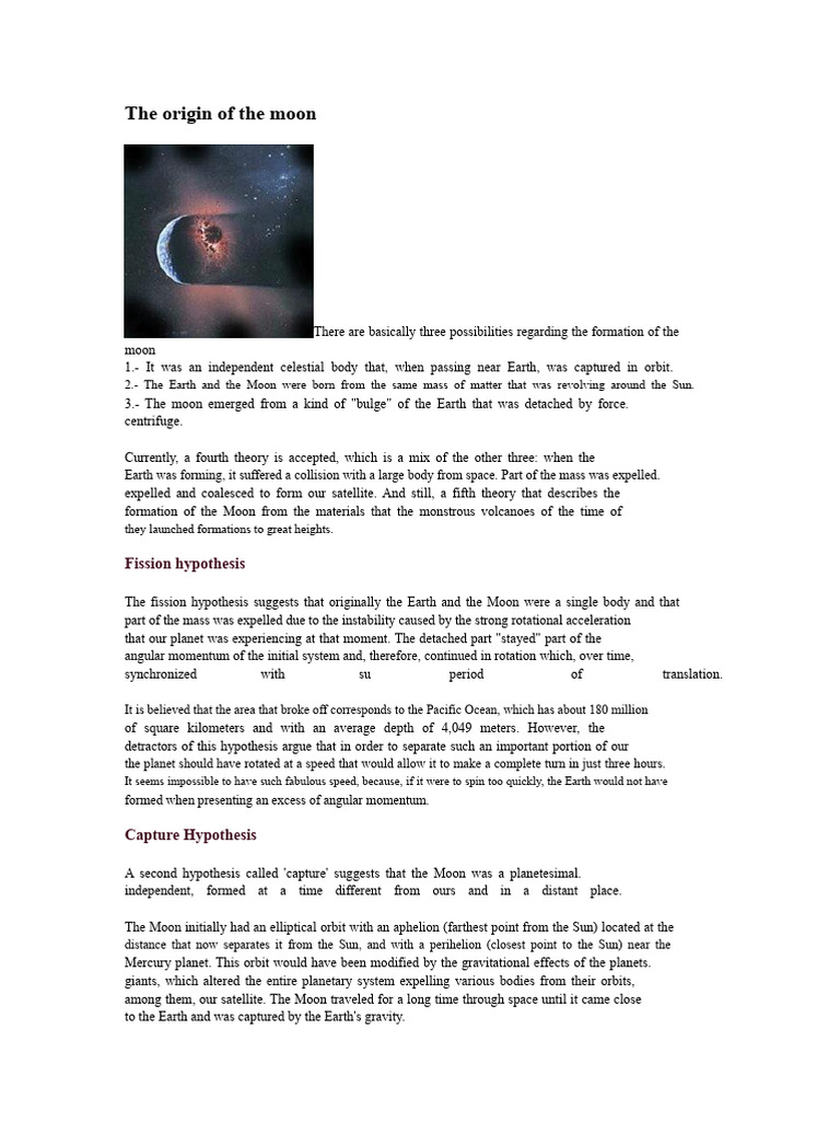 The Origin of The Moon | PDF | Moon | Earth