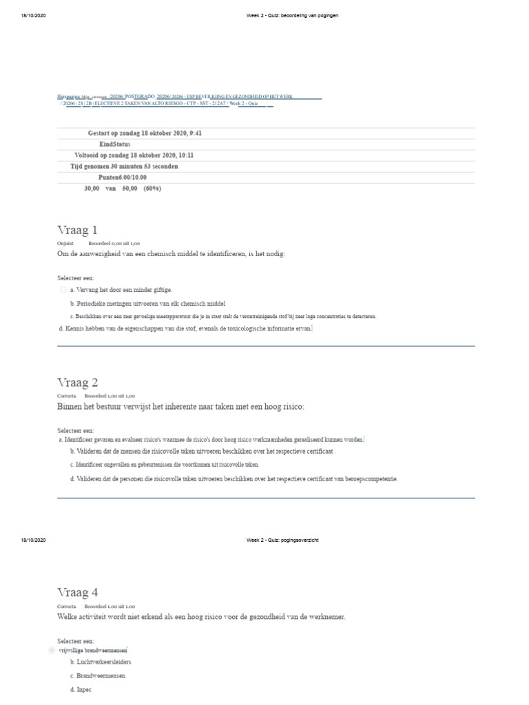 Quiz 1 Poging Taken Met Hoge Risico | PDF