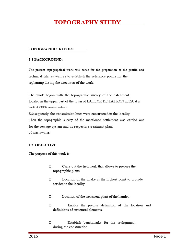Topographic Report | PDF | Topography | Surveying