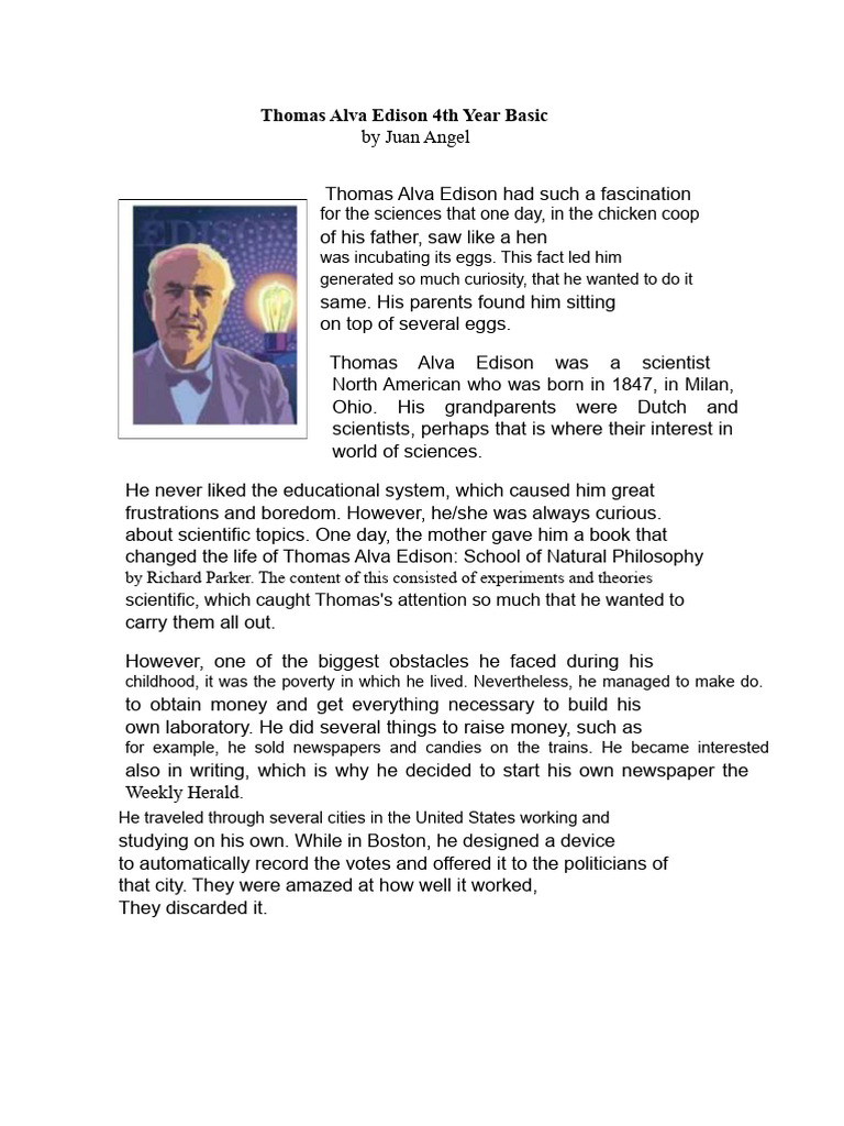 Biography of Thomas Alva Edison | PDF | Thomas Edison | Incandescent ...