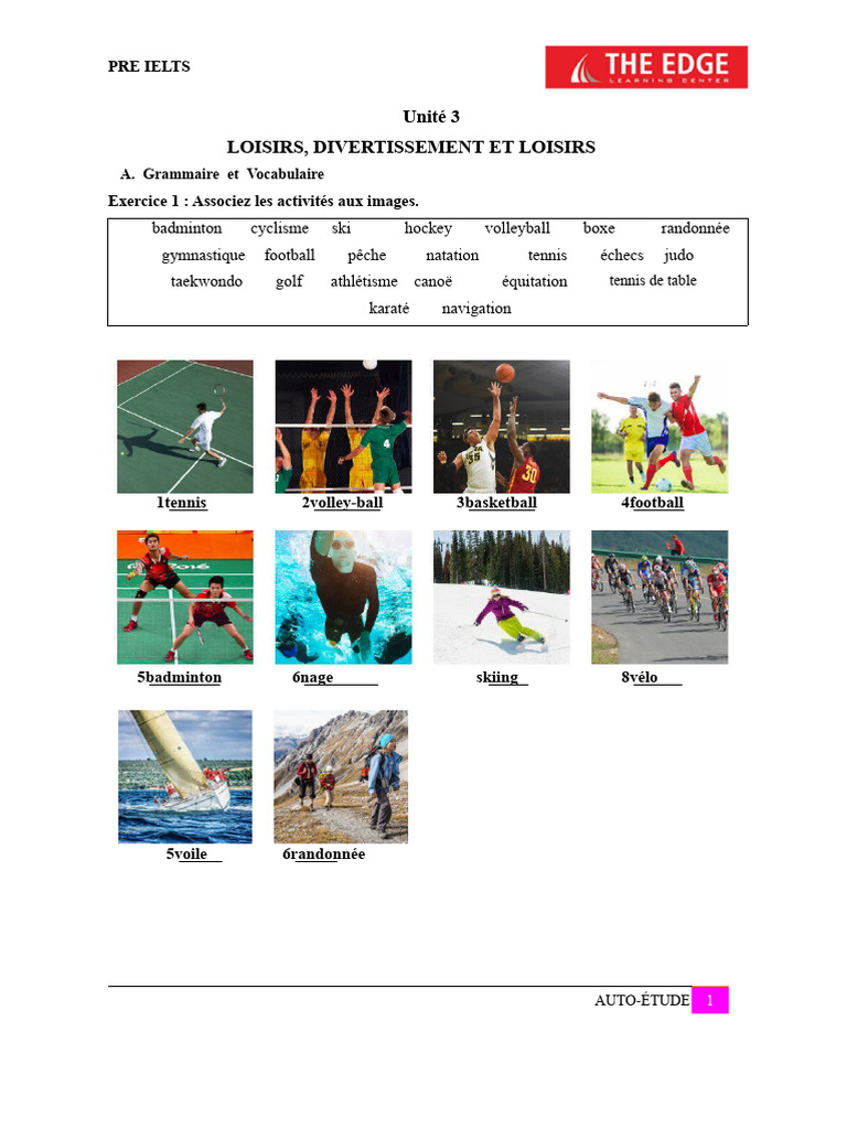 Loisirs et Sports : Grammaire et Vocabulaire | PDF | Cuisine | Repas