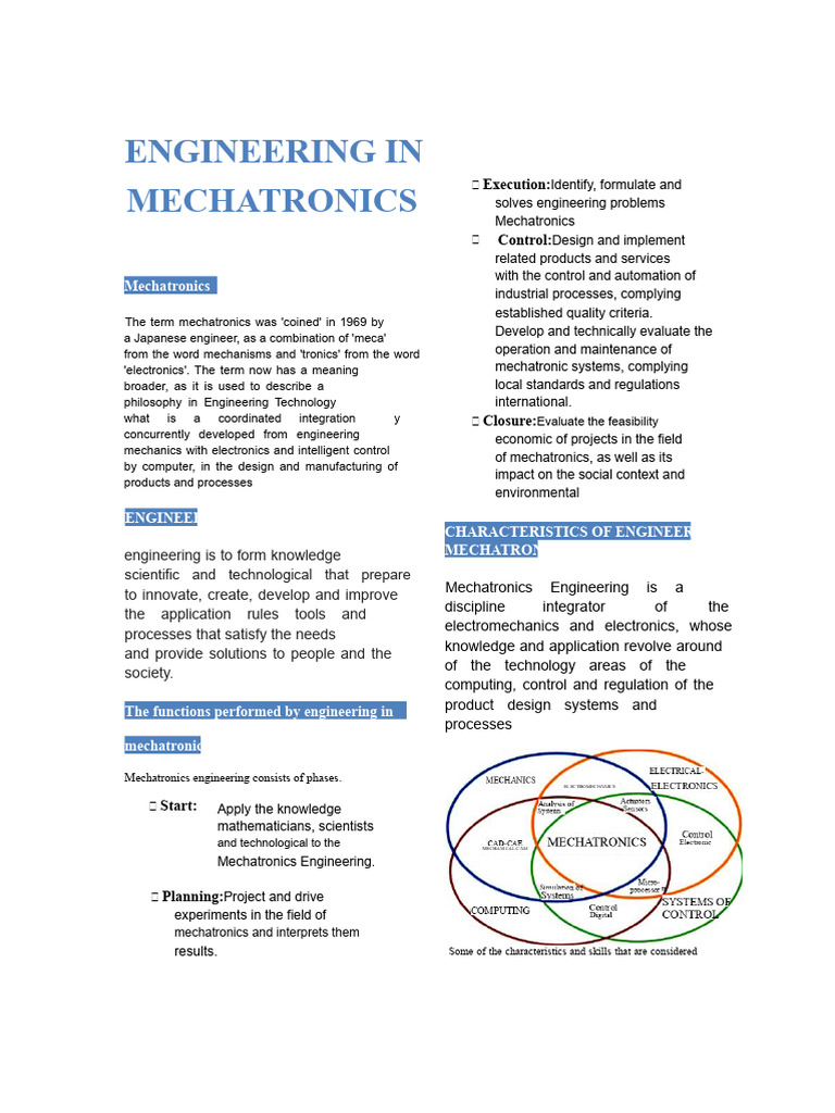 Mechatronics Engineering Overview | PDF | Mechatronics | Engineering