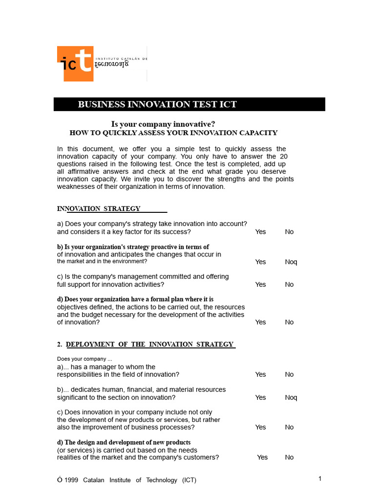 Assess Your Company's Innovation Capacity | PDF | Innovation | Supply Chain