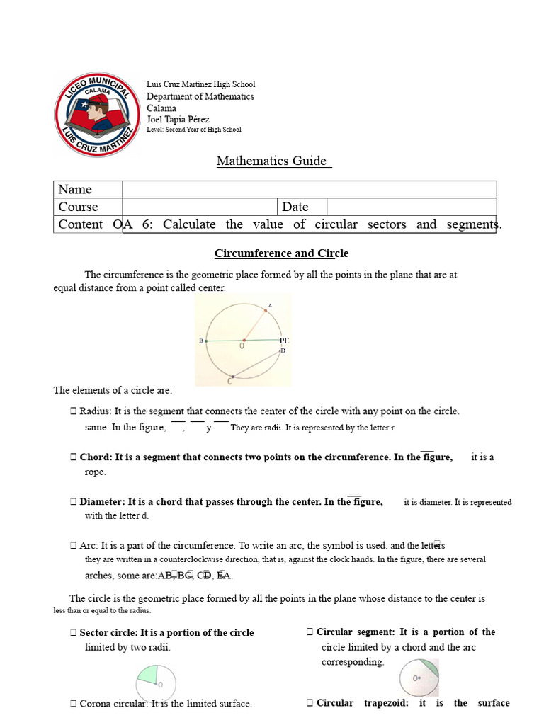 KKOA6 Guide Sector and Circular Segment | PDF | Circle | Area