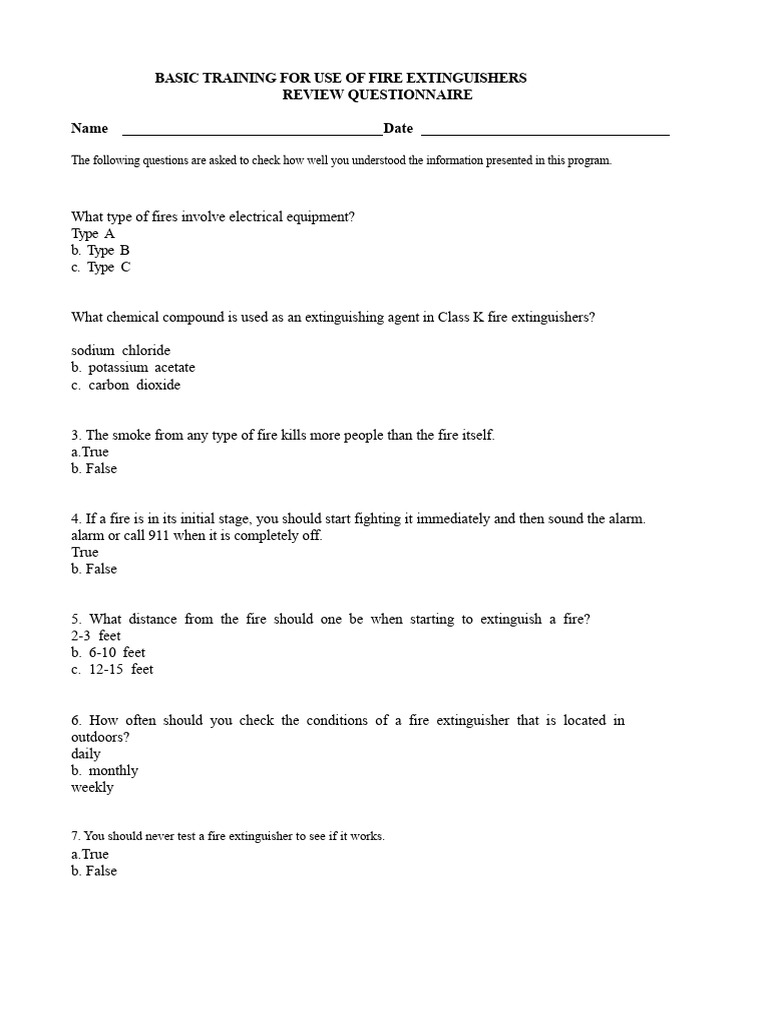 Test Use of Fire Extinguishers 3 | PDF