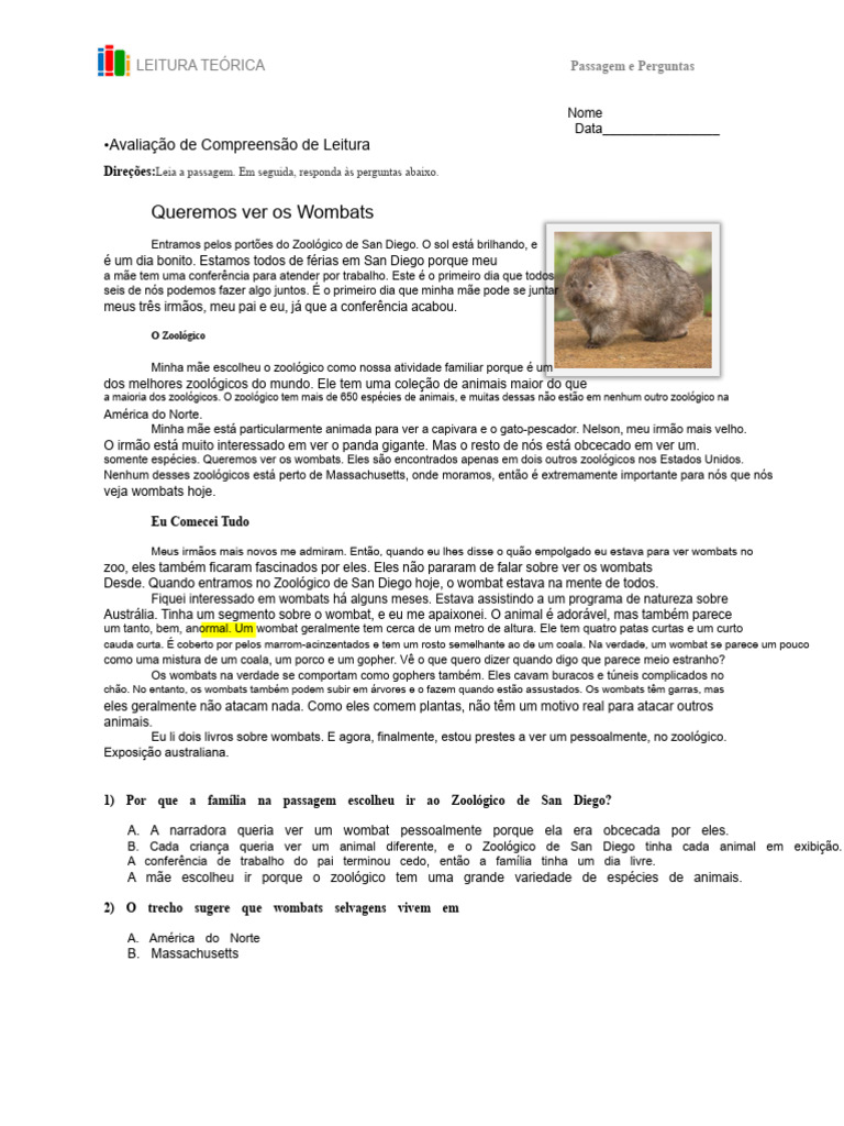 Edição Do Caderno - 7 - Nós Queremos Ver Os Wombats | PDF | Jardim ...