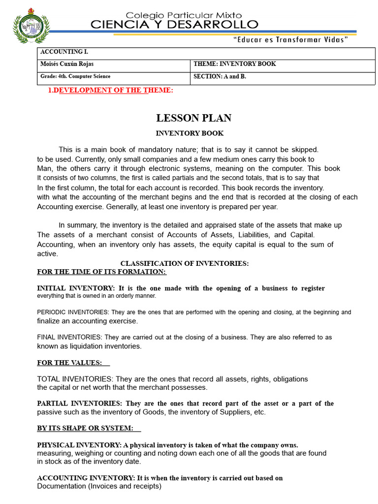 202010193934second Lesson Plan | PDF | Inventory | Equity (Finance)