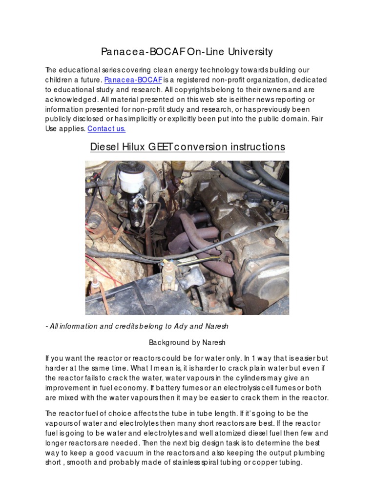 Hilux GEET Conversion Construction | PDF | Diesel Engine | Fuel Injection