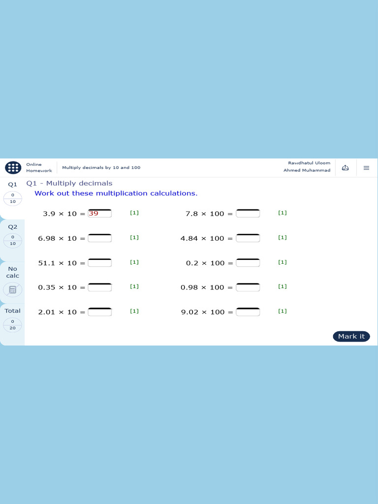 Multiply Decimals by 10 and 100 | PDF