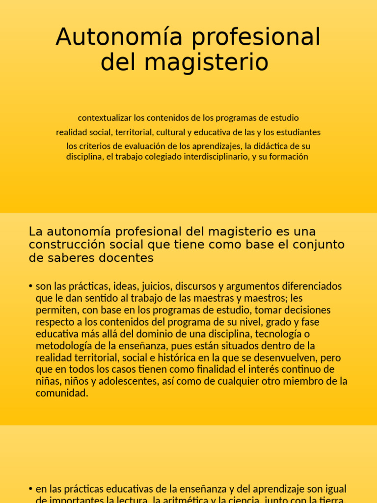 Autonomía Profesional Del Magisterio | PDF | Enseñando | Aprendizaje