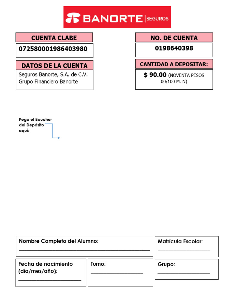Formato de Recibo Seguro Banorte | PDF
