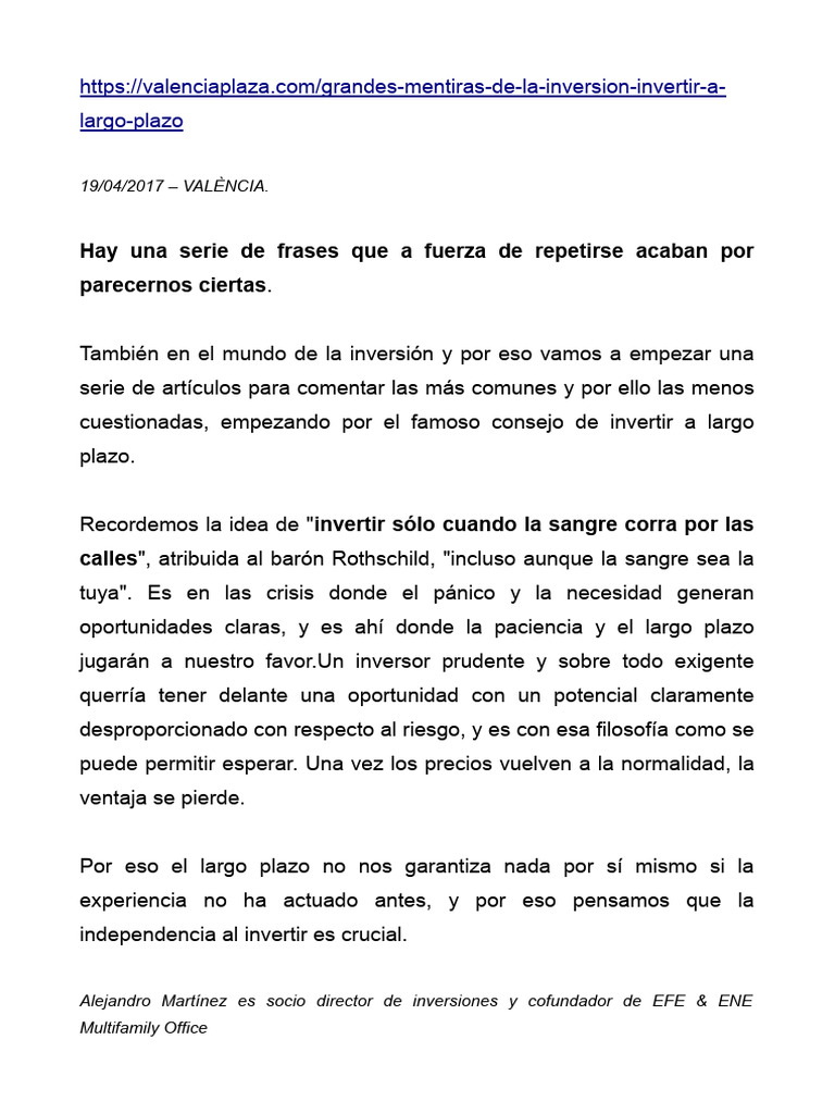 Invertir Sólo Cuando La Sangre Corra Por Las Calles | PDF