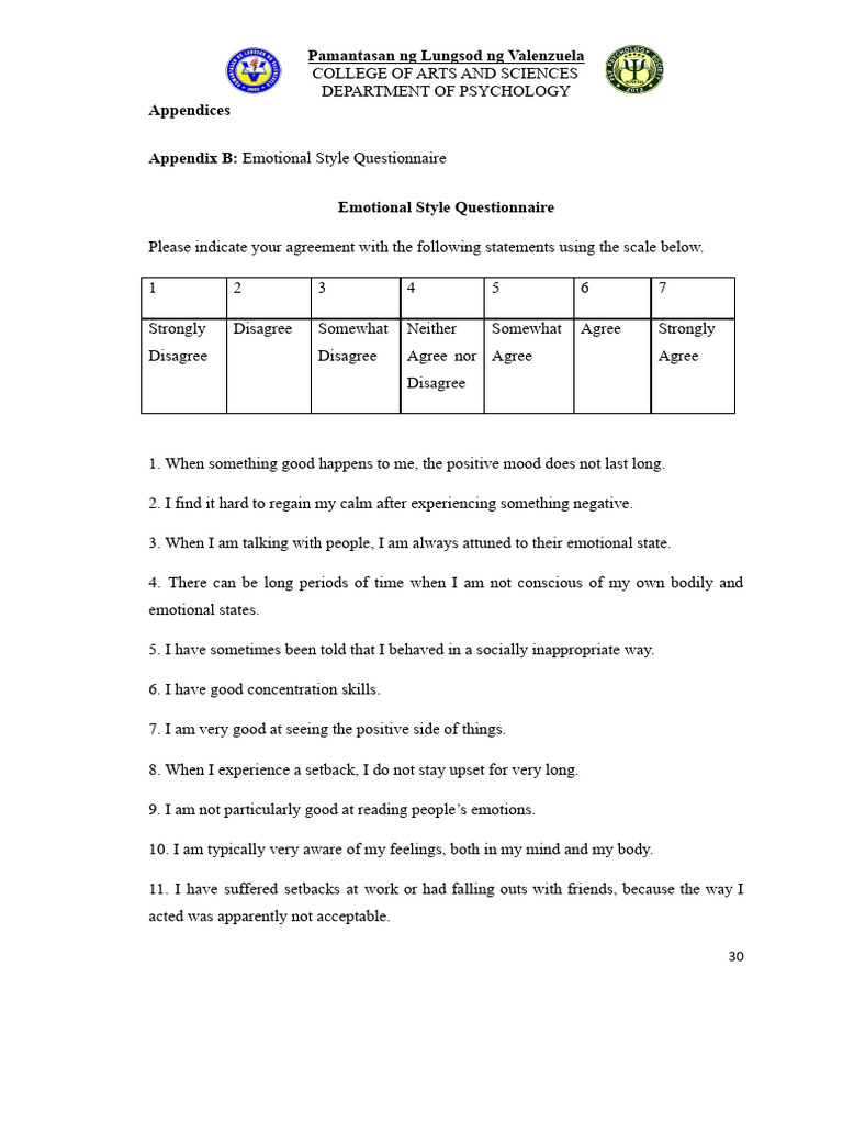Emotional Stability Scale | PDF | Feeling | Emotions