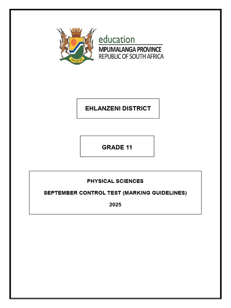 Ehlanzeni Gr11 Sept 2025 MG, EnGpdf | PDF | Gases | Chemical Reactions