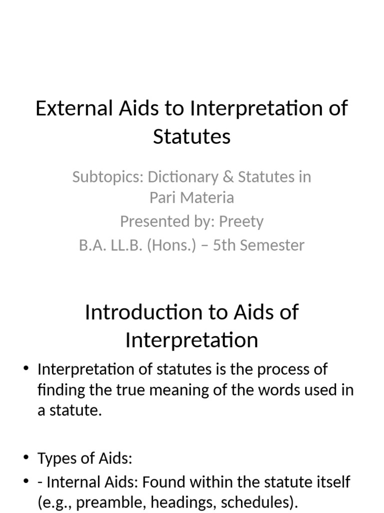 External Aids Presentation | PDF | Statutory Interpretation | Government