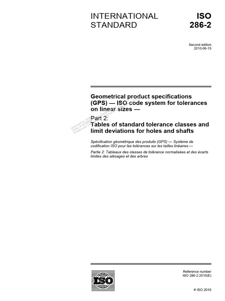 Iso 286-2 (2010) (E) | PDF | Engineering Tolerance | International ...