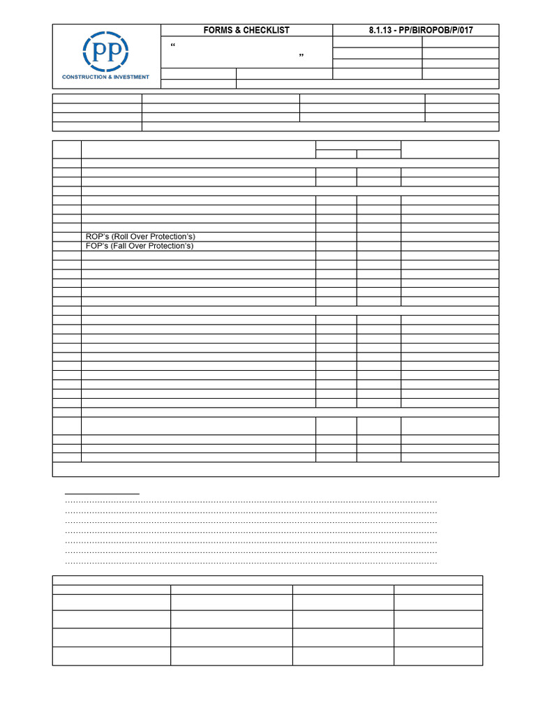 Checklist Commissioning Alat Berat Rev 02 250928 125155 | PDF