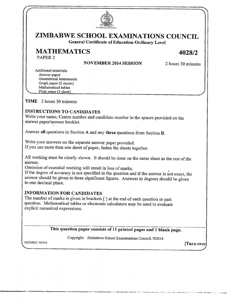 Math Nov 2014 P2 | PDF