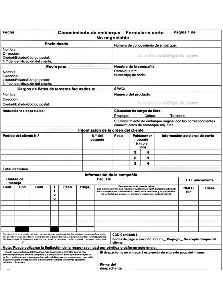 Conocimientos De Embarque Pdf