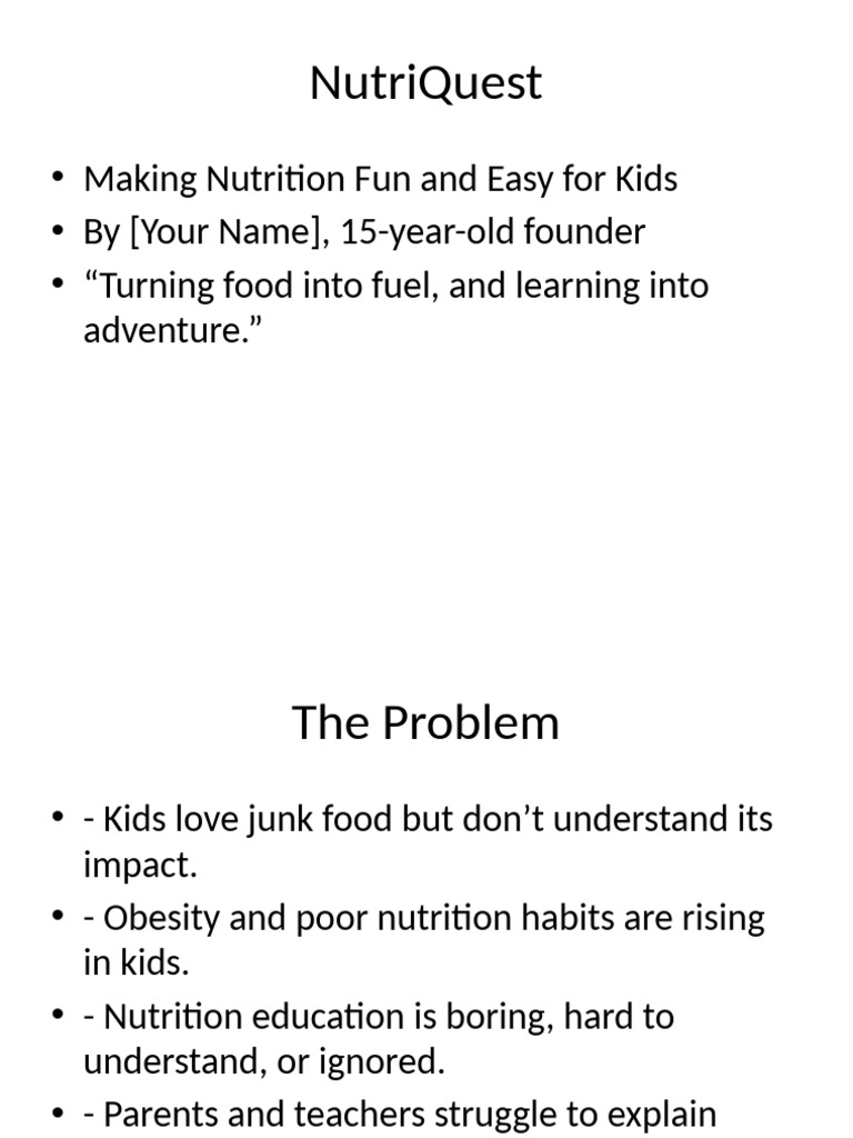 NutriQuest: Fun Nutrition App for Kids | PDF | Junk Food | Healthy Diet