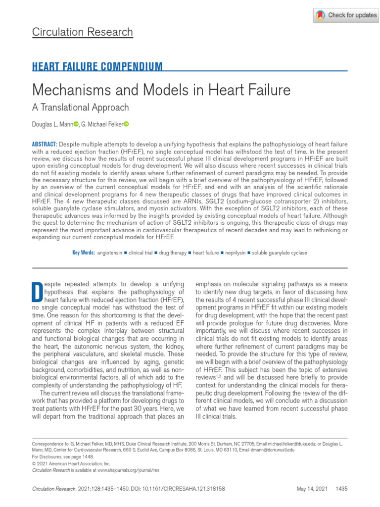 HEART FAILURE COMPENDIUM Mechanisms and Models in Heart Failure | PDF ...