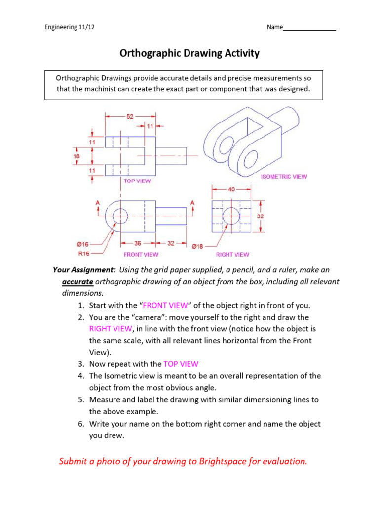 Orthographic Drawing Activity | PDF