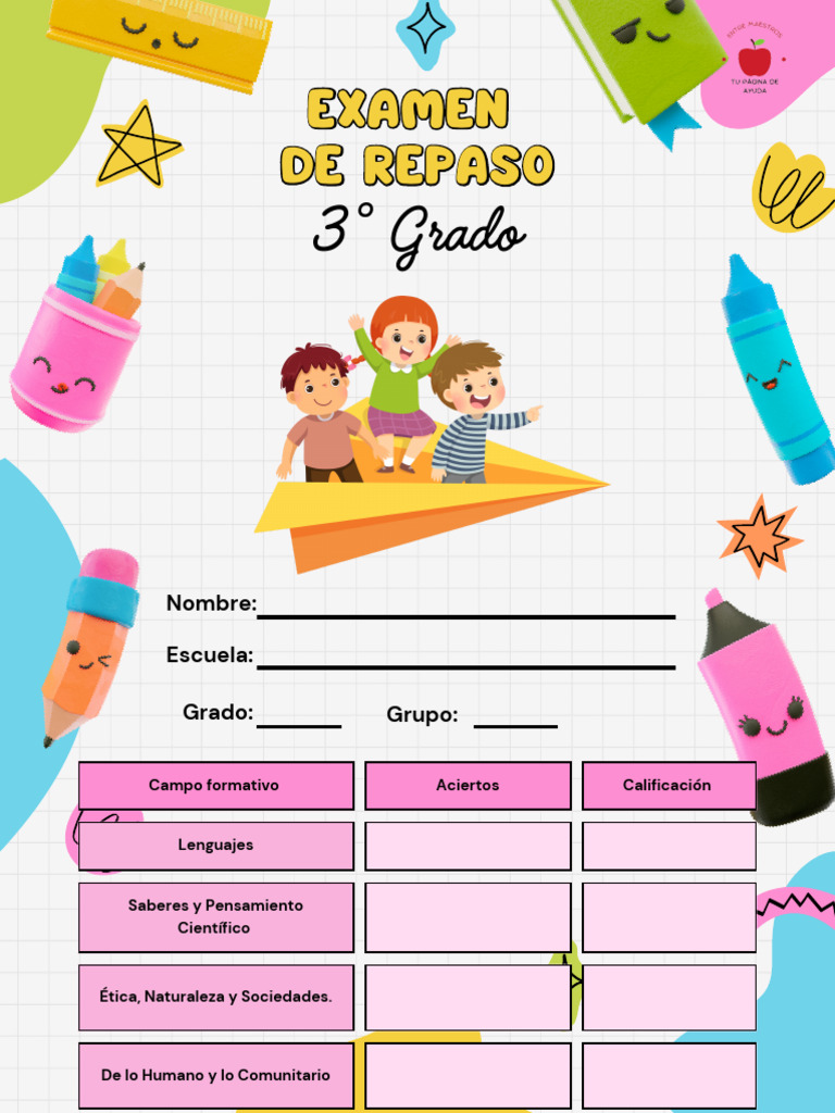 Examen de Repaso 3° Grado | PDF | Narración