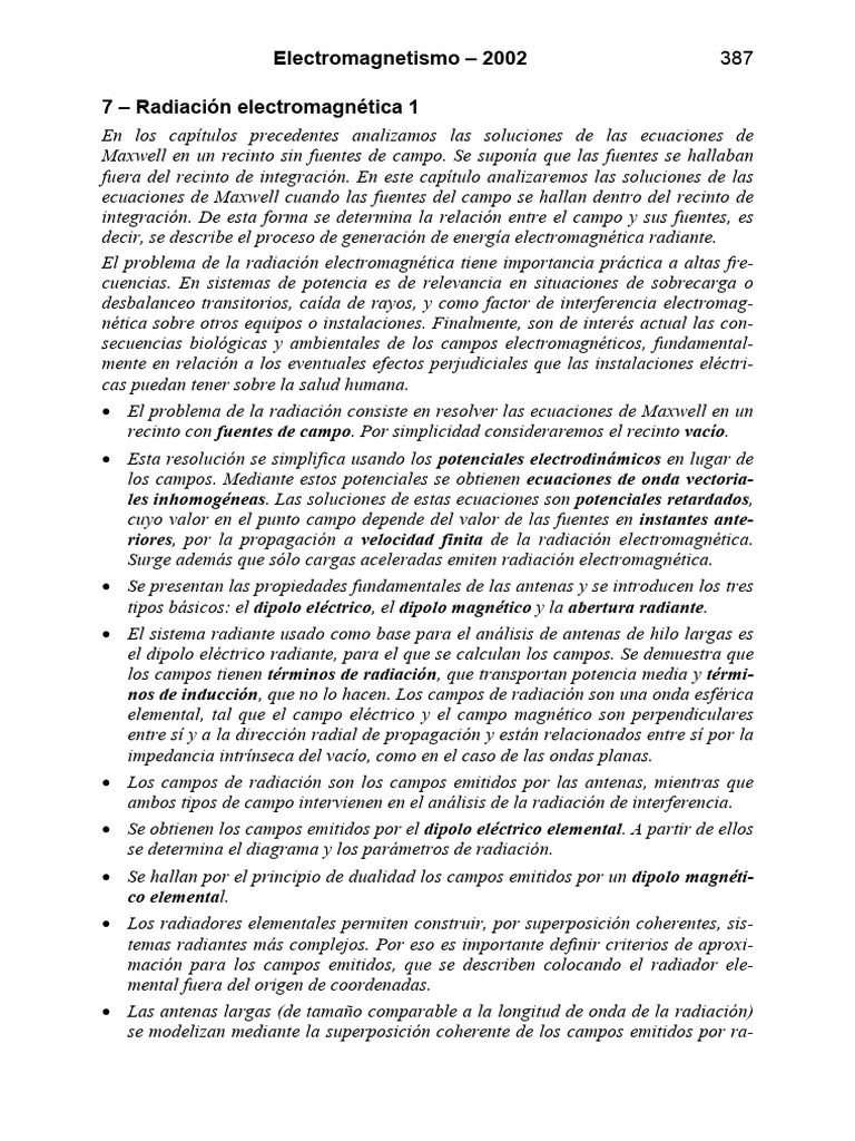 7-Radiaci N | PDF | Antena (Radio) | Radiación electromagnética