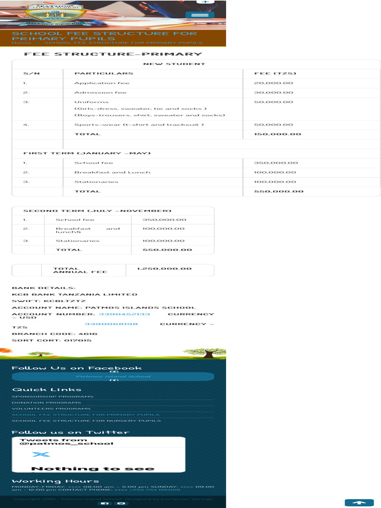 Primary School Fee Structure Overview | PDF