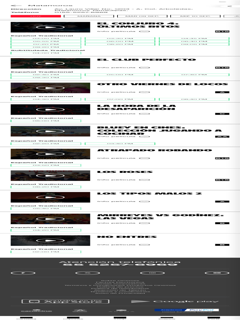 Cartelera y horarios Cinemex Matamoros | PDF