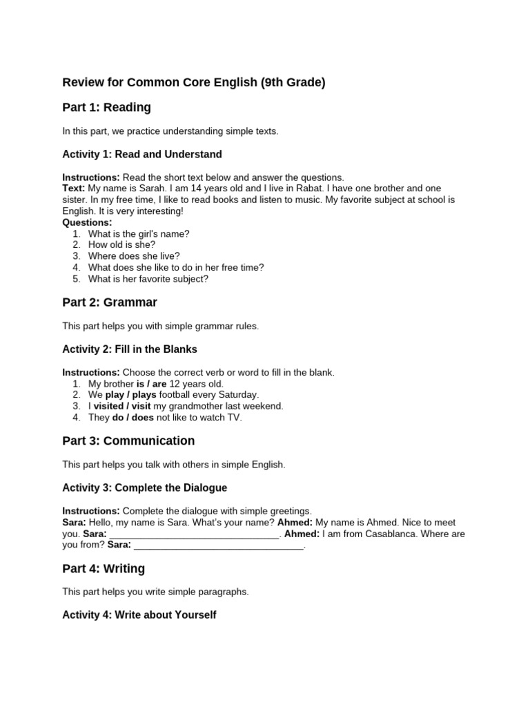 Simple Review For Common Core (Horizons Textbook) | PDF