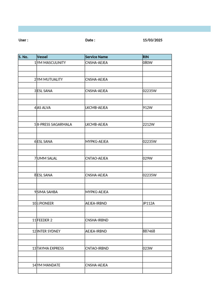 Voyage List | PDF | Shipping | Shipping Companies