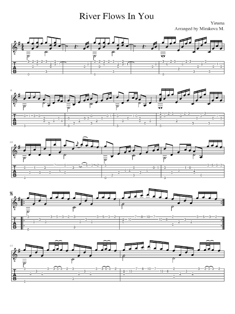 Yiruma - River Flows in You Fingerstyle Tabs PDF | PDF