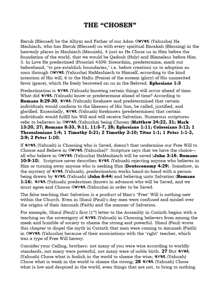 Chosen | PDF | Theology | Religious Belief And Doctrine