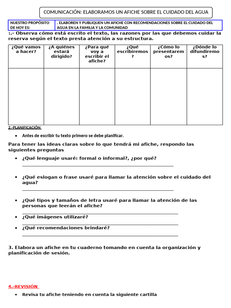 Afiche sobre el Cuidado del Agua | PDF