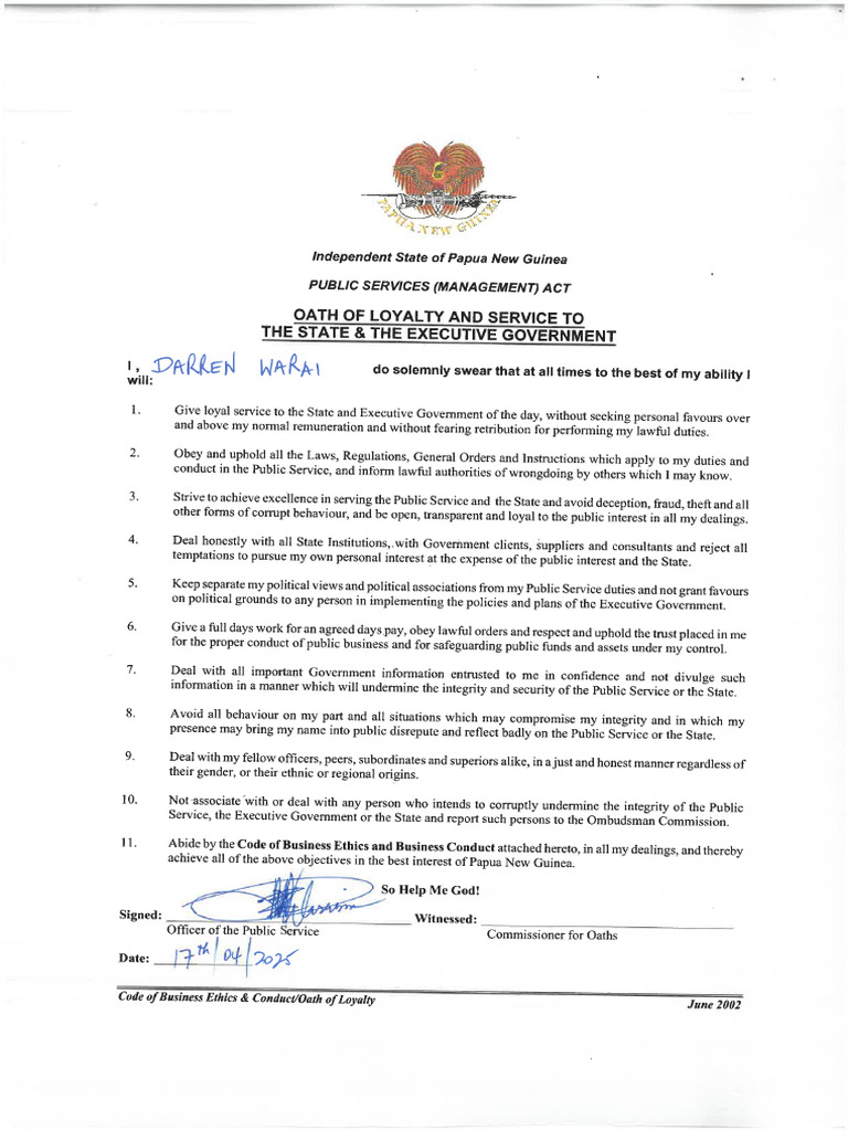 Public Services Loyality Oath | PDF