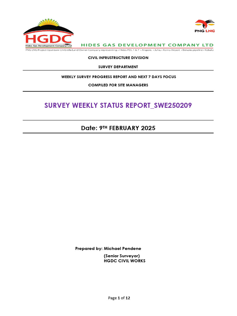 Weekly Survey Progress Report 2025 | PDF | Road Surface | Road