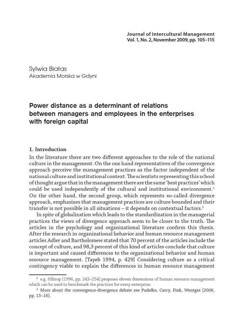 Power Distance in Manager-Employee Relations | PDF | Hierarchy | Social ...