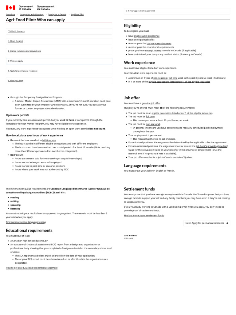 Agri-Food Pilot - Who Can Apply - Canada - Ca | PDF | Immigration ...