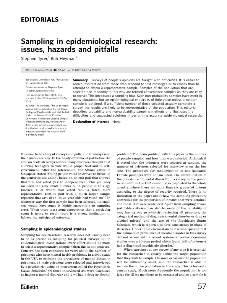 Div Class Title Sampling in Epidemiological Research Issues Hazards and ...