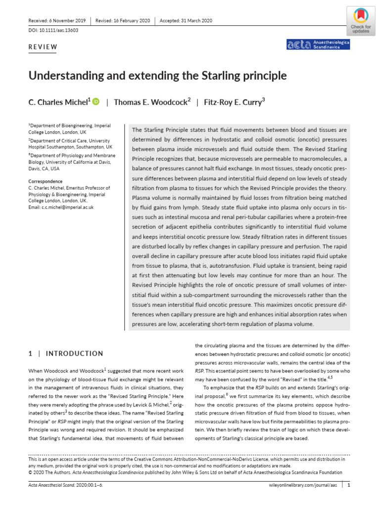 Revised Starling Principle Explained | PDF | Capillary | Anatomy