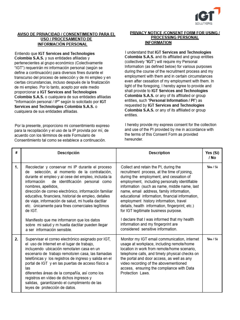 2022-09-08 - PI - Consent Form | PDF | Privacidad | Informática