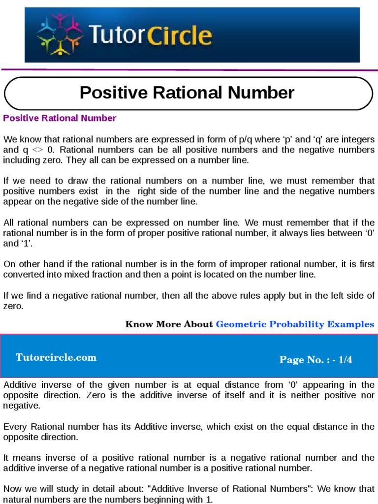 Positive Rational Number | PDF | Rational Number | Integer