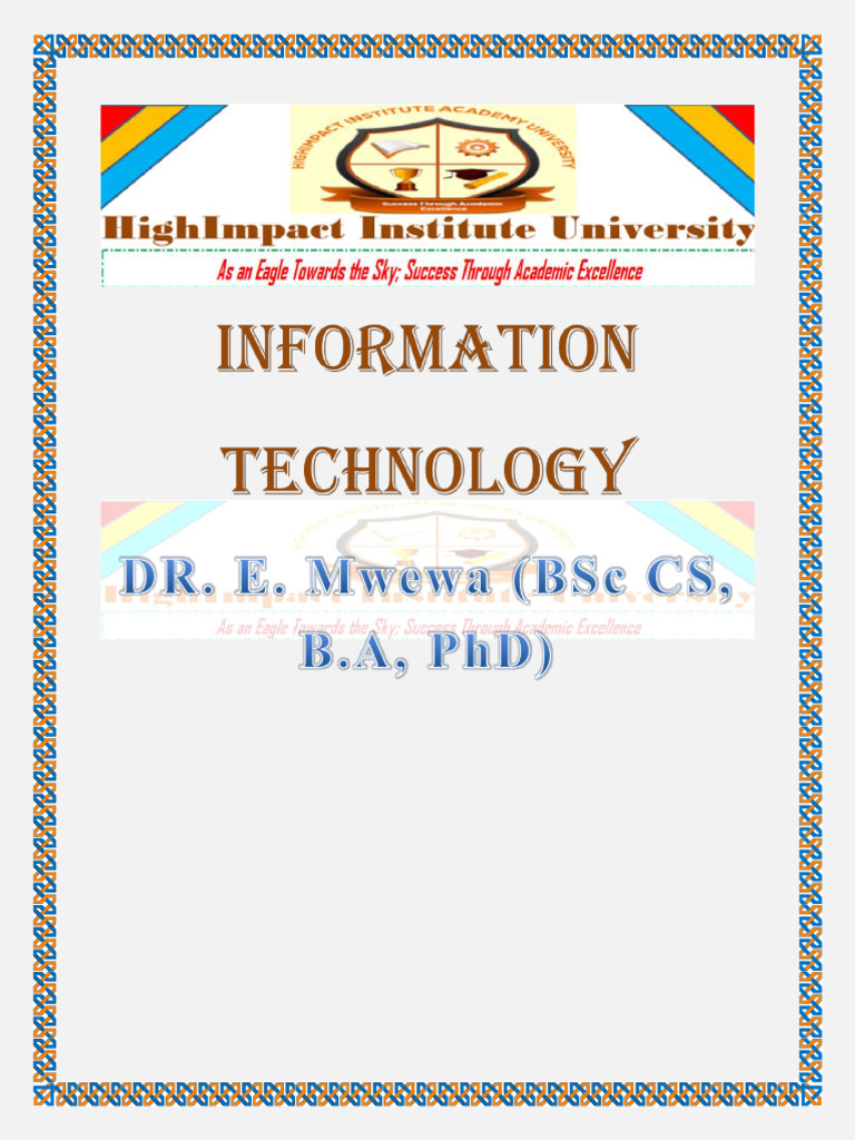 Information Technology Diploma Lecture 1 | PDF | Computing | Computer ...